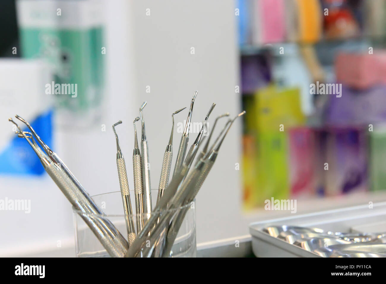 Dentists tools. Stainless steel dental equipment Stock Photo - Alamy