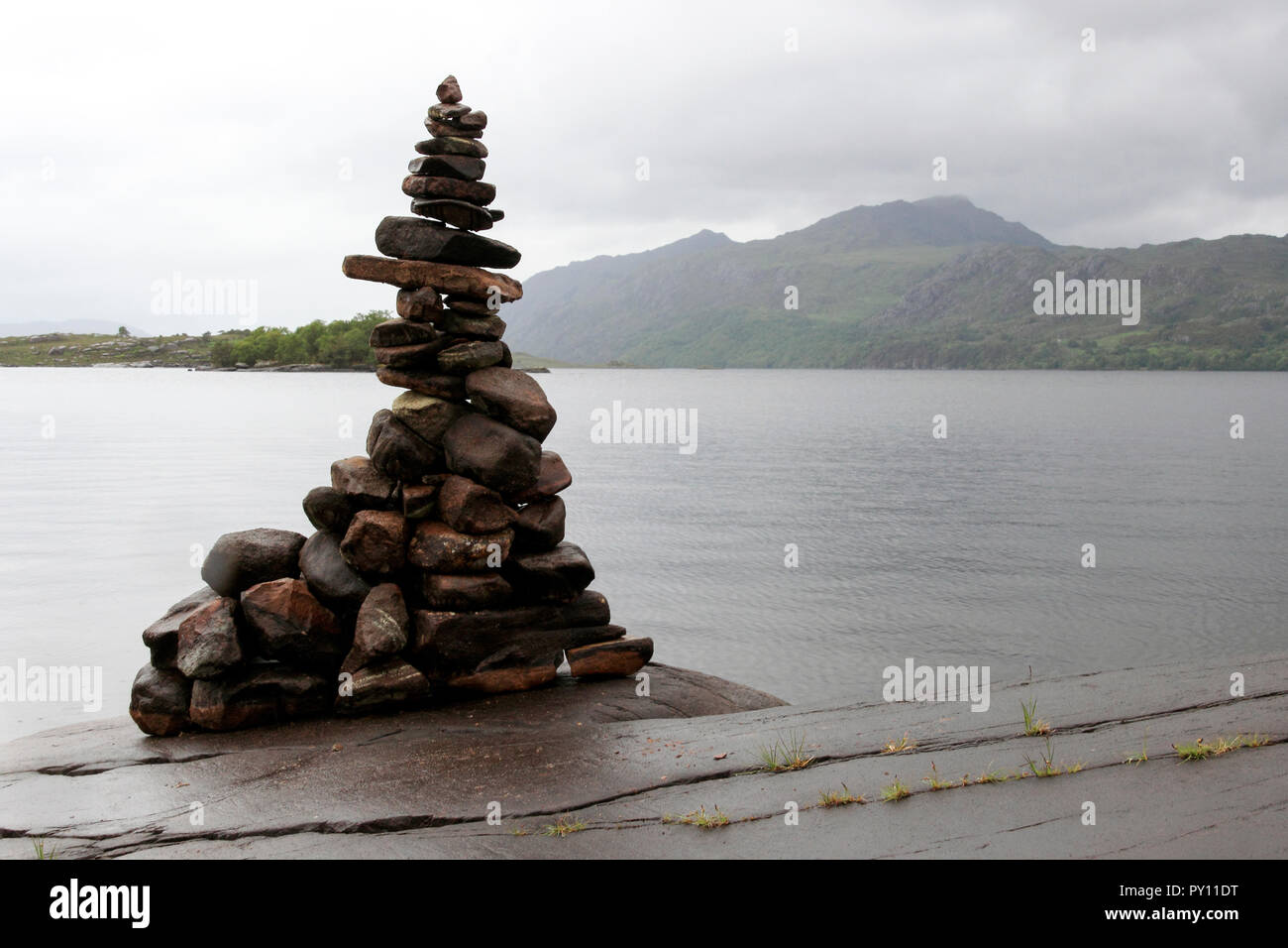 Rock stacks, Loch Maree, Wester Ross, Scottish Highlands, Scotland, UK ...