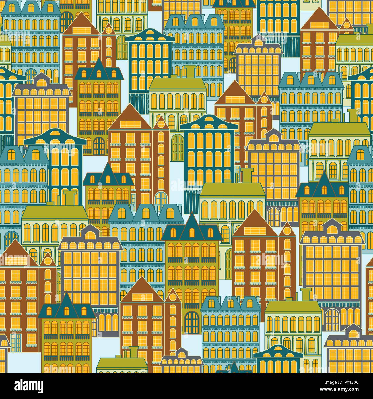 Seamless vector pattern with apartment buildings of different ...