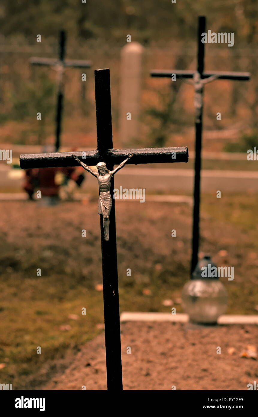 Cross on old military cemetery hi-res stock photography and images - Alamy