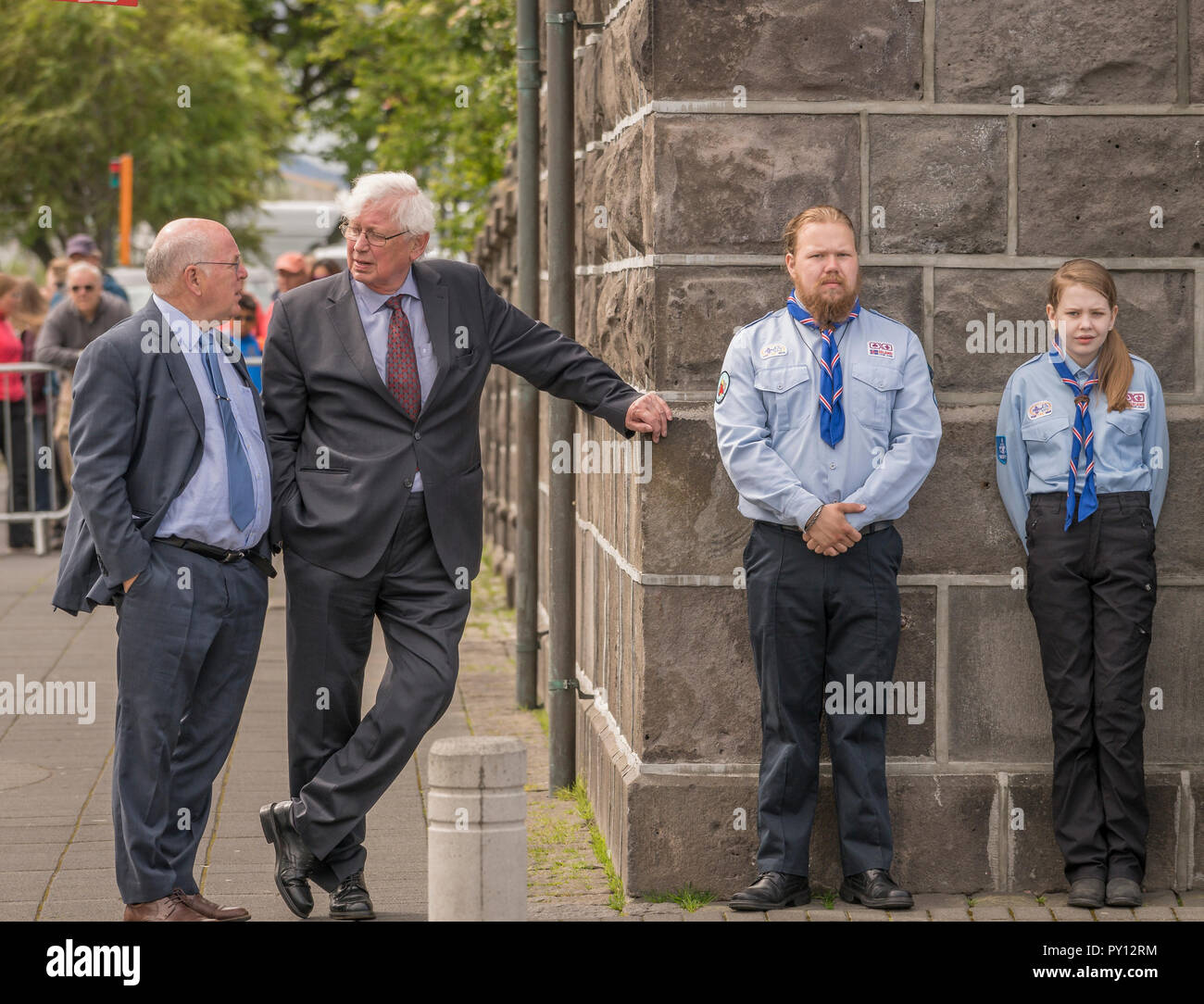 Iceland's Scouts and men in suits, Independence day, June 17, Reykjavik ...