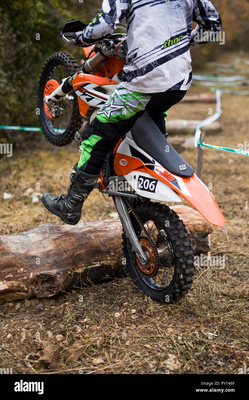 Unidentified driver at Hard Enduro Race in Soko Banja, Serbia Stock ...