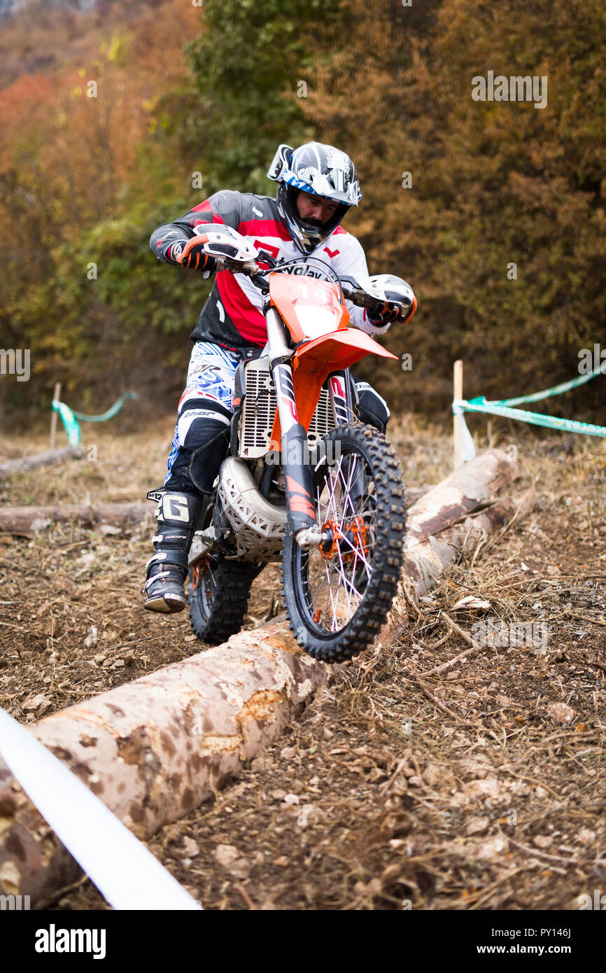 Unidentified driver at Hard Enduro Race in Soko Banja, Serbia Stock ...