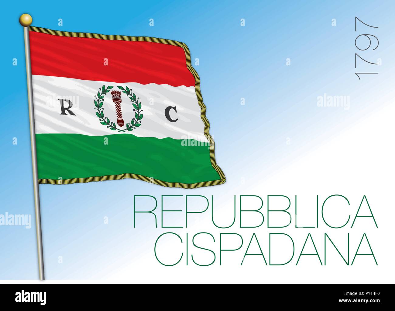 Cispadana Republic historical flag, Italy, vector illustration Stock ...