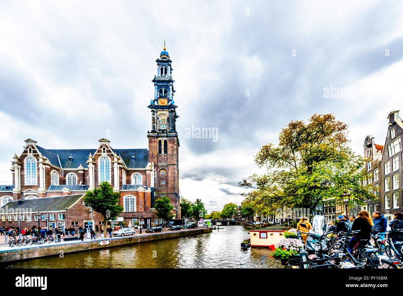 The Westerkerk church with the Westertoren tower seen from the ...