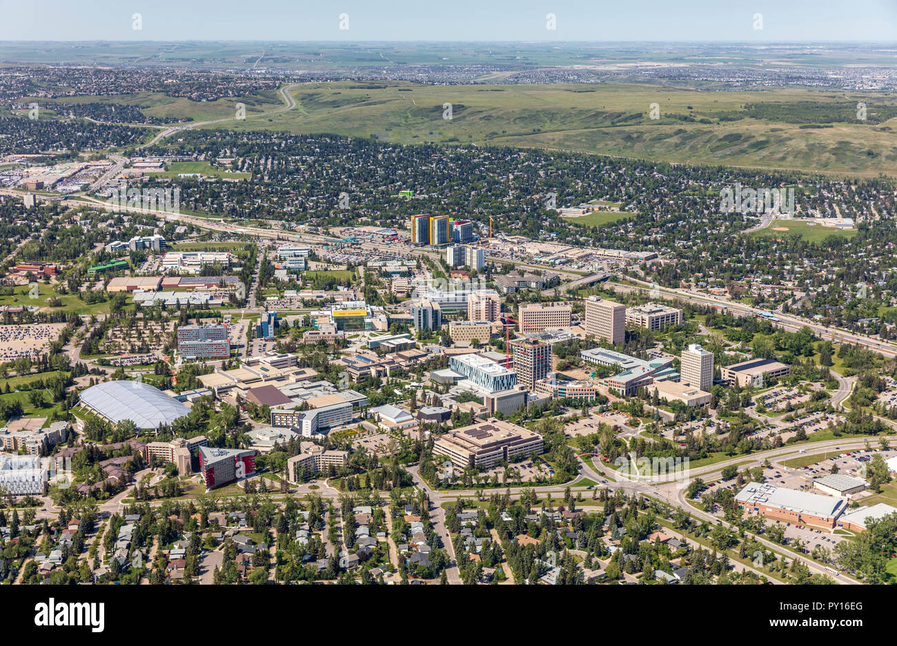 Aerial view of the University of Calgary in summer Stock Photo - Alamy