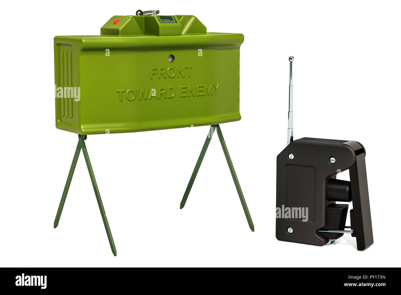 Anti-personnel mine with remote control, 3D rendering isolated on white ...