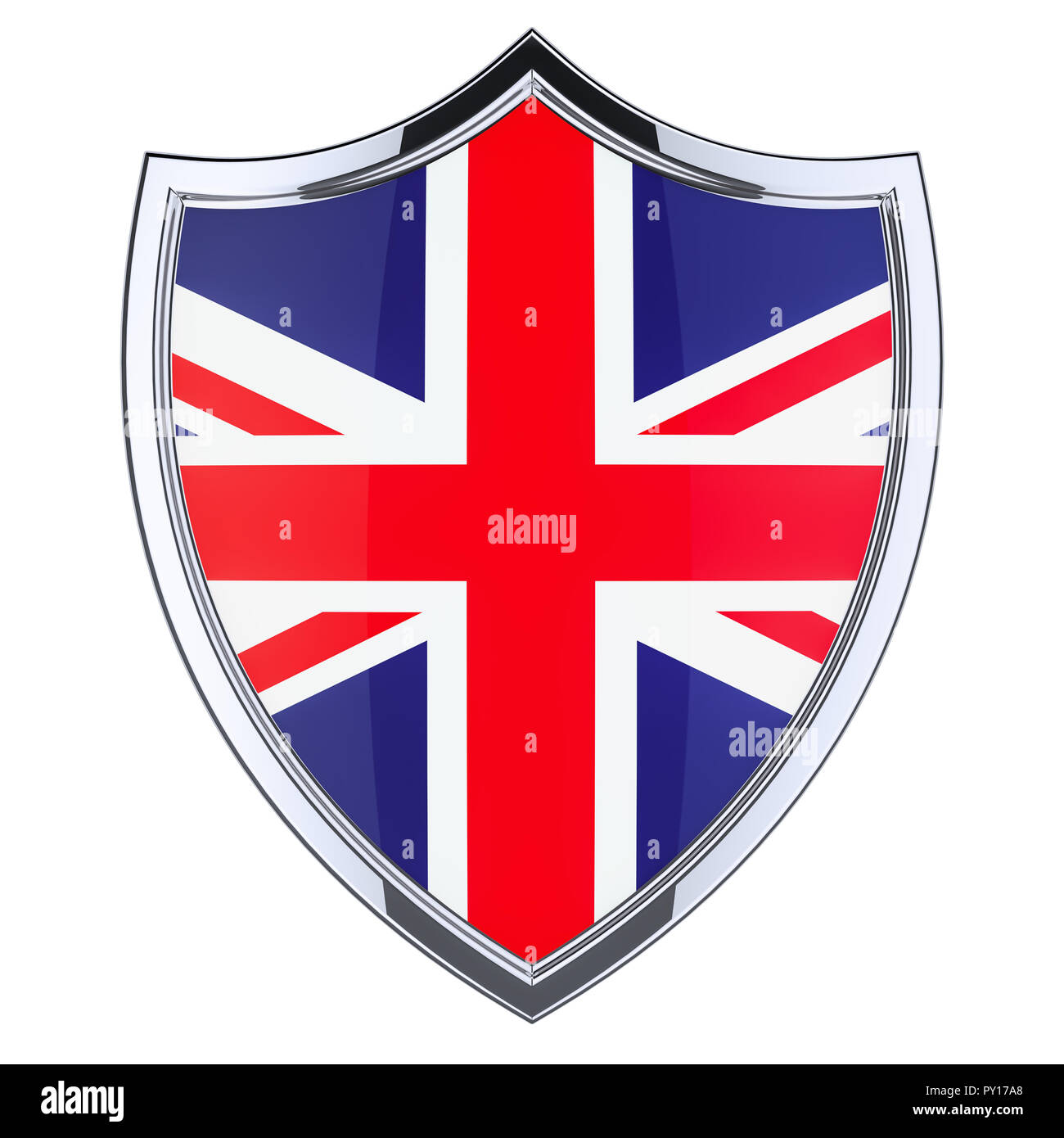 Shield with British flag, 3D rendering isolated on white background ...