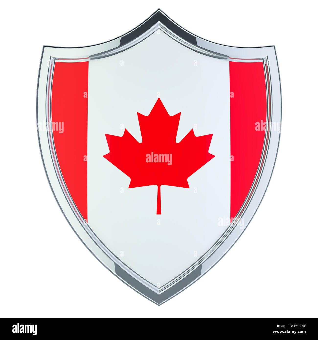 Shield with Canadian flag, 3D rendering isolated on white background ...