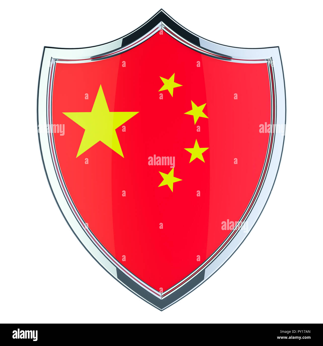 Shield with Chinese flag, 3D rendering isolated on white background ...