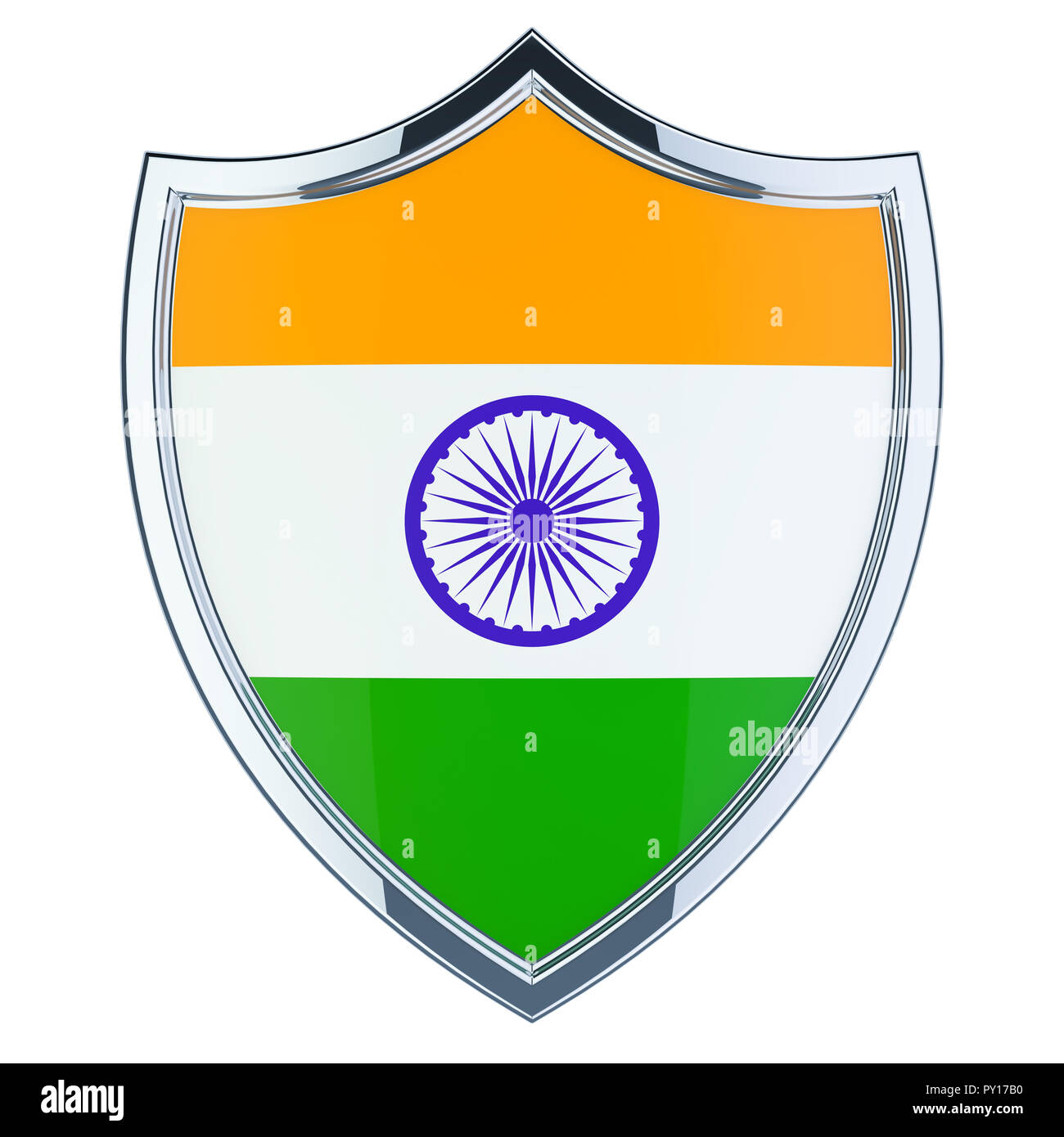Shield with Indian flag, 3D rendering isolated on white background ...