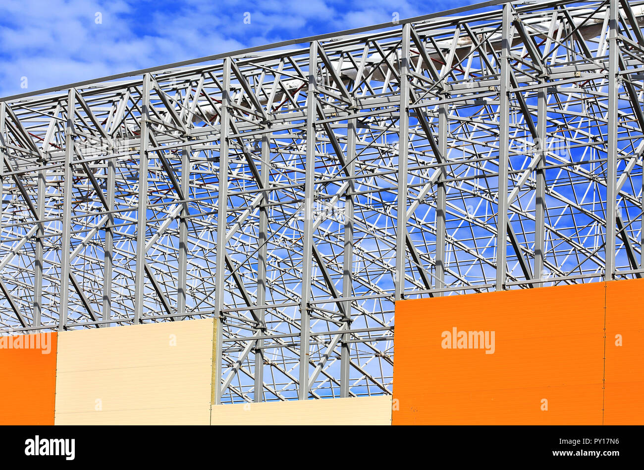 Skeleton of industrial building during construction Stock Photo - Alamy