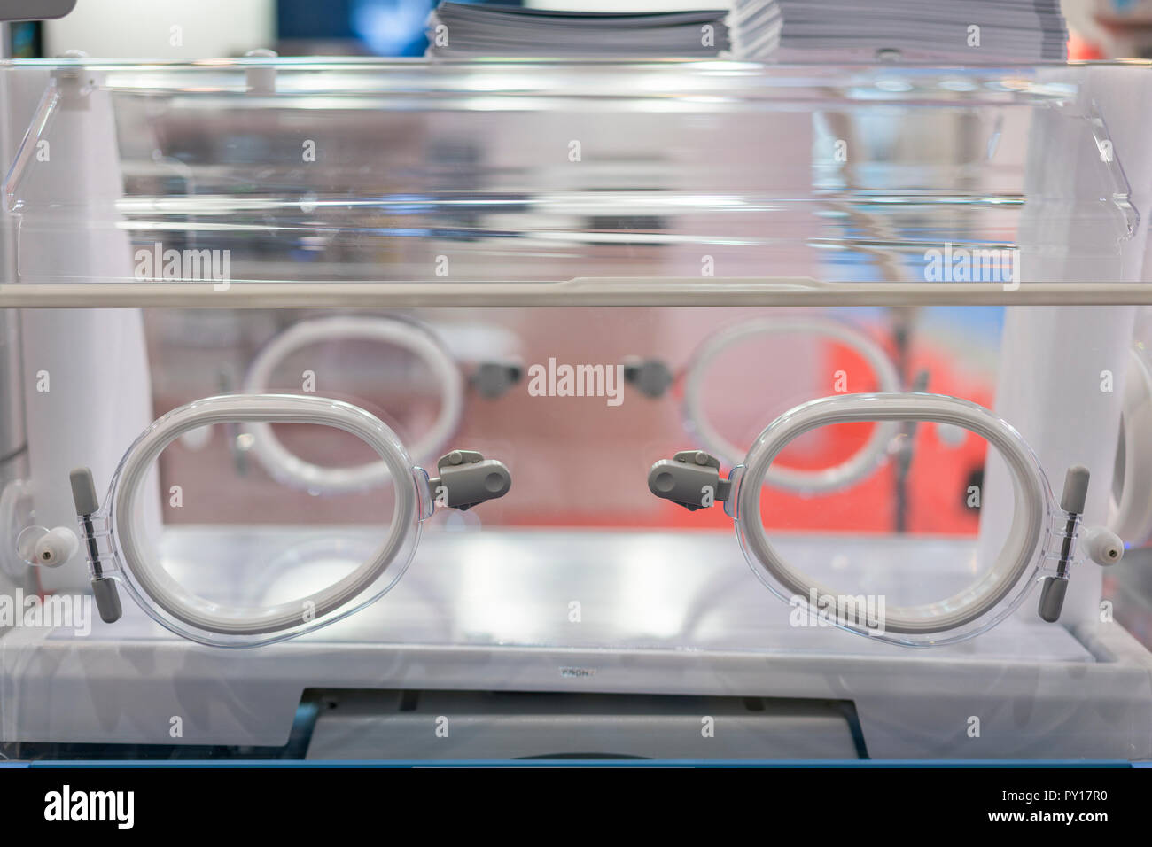 Empty infant incubator in an hospital room. Nursery incubator in ...