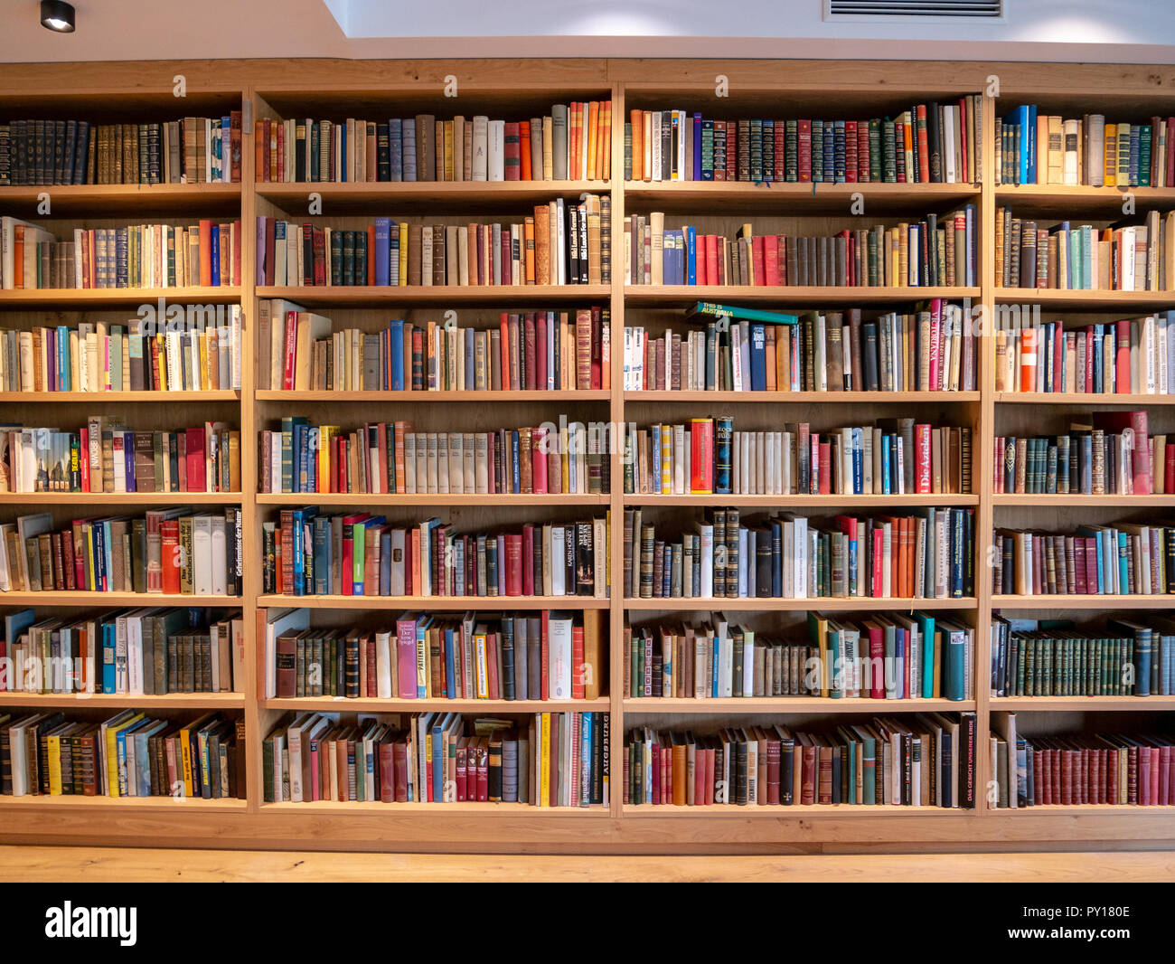 Image Of Wooden Book Shelf With Books In Library Stock Photo Alamy Image Of Wooden Book Shelf With Books In Library Stock Photo Alamy