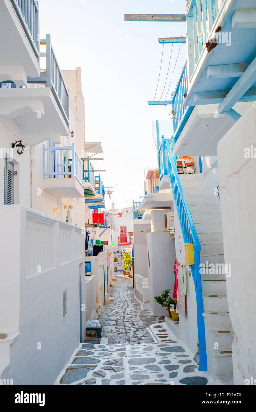 Traditional greek village. Streets and houses Stock Photo - Alamy