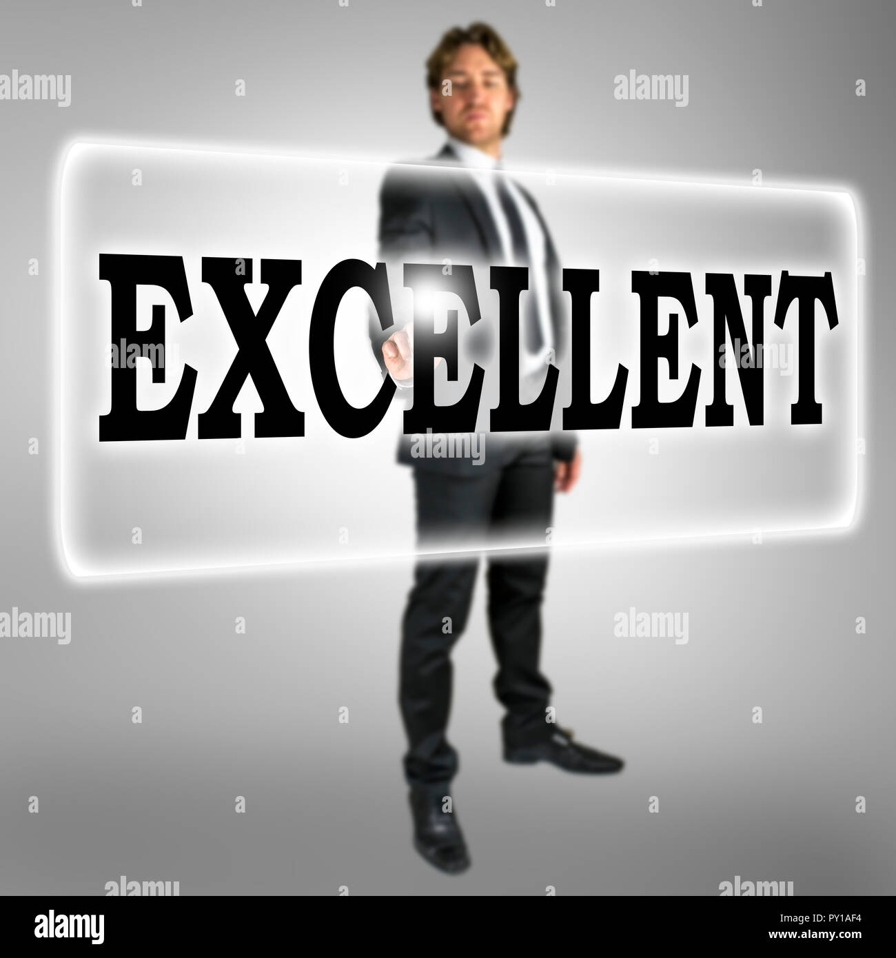 The word Excellent on a virtual interface in a computer navigation bar ...