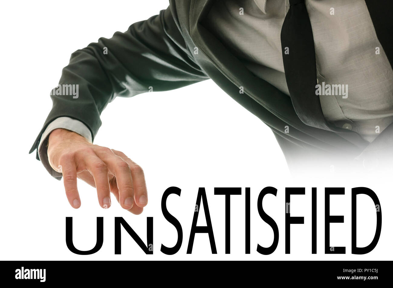 Changing word Unsatisfied into Satisfied by pushing away letters un ...