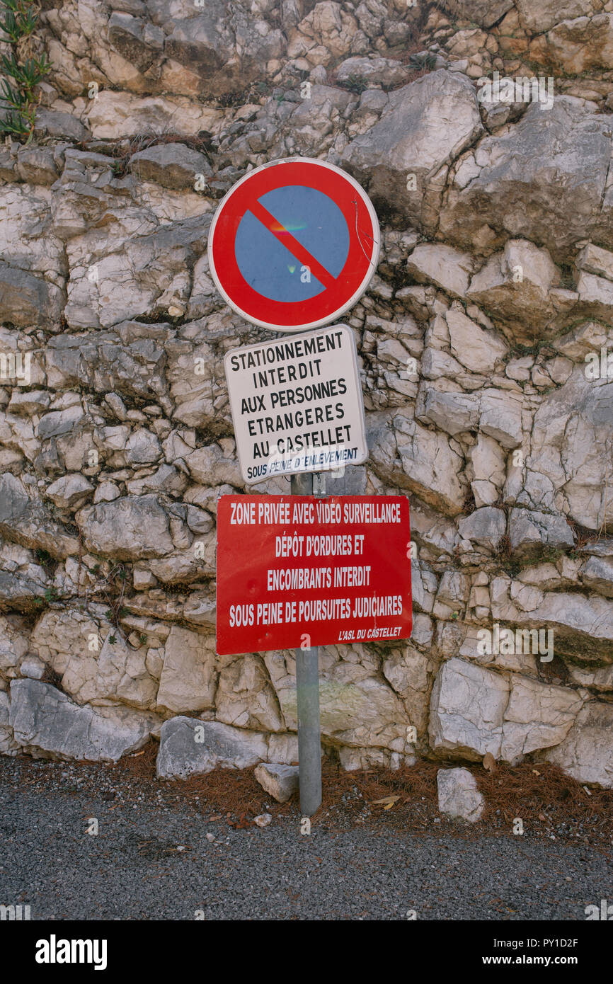 Road signs on the street of the southern European city Stock Photo - Alamy