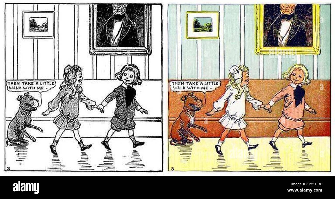 Buster Brown - Black and White vs Color Stock Photo - Alamy