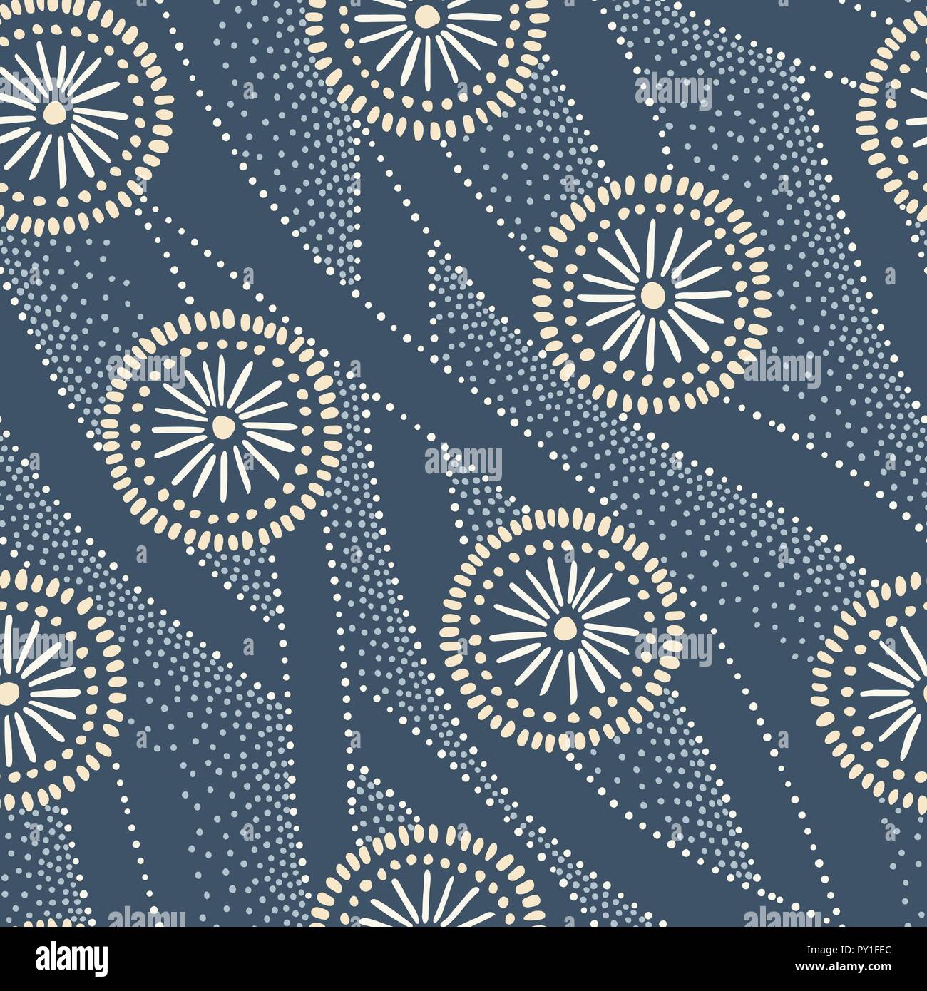 Indigo Hand-Drawn Japanese Dyed Textile Vector Seamless Pattern ...
