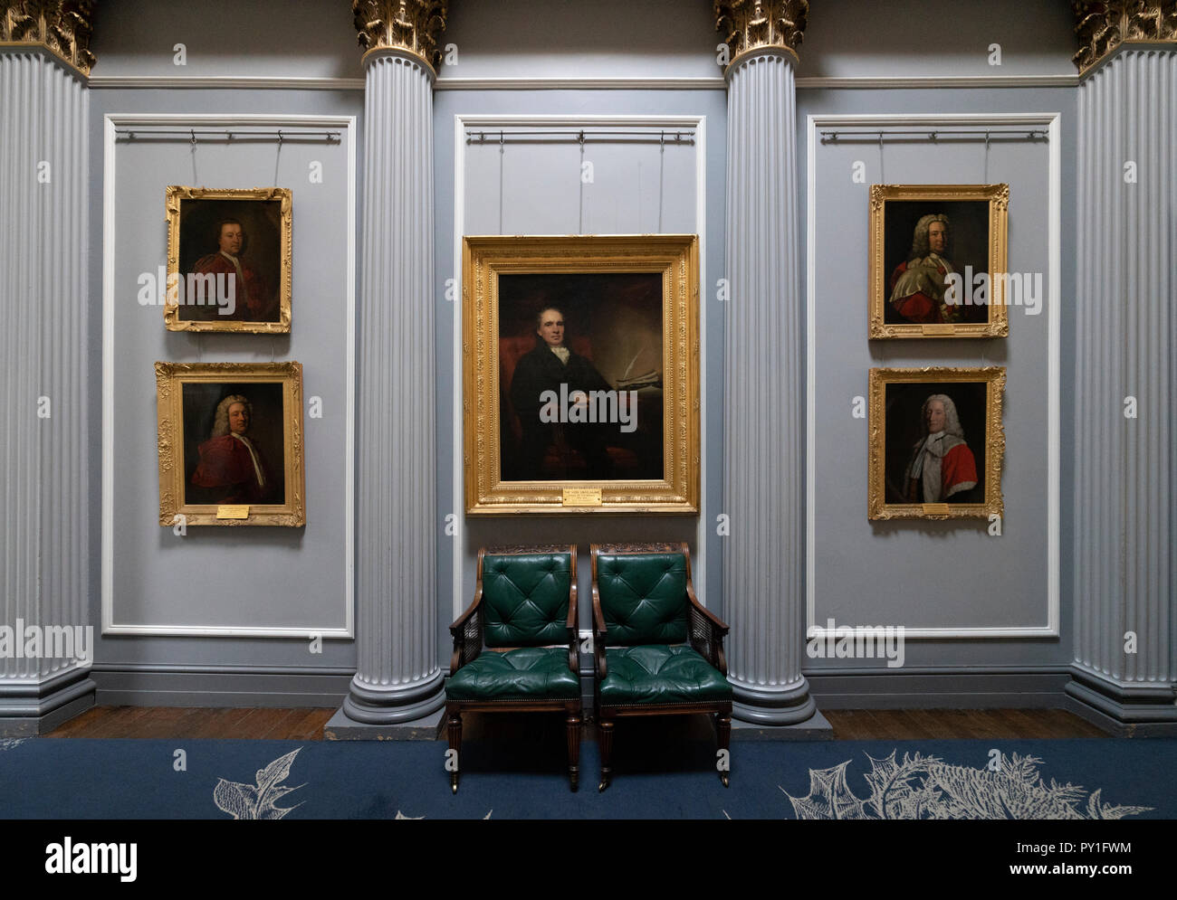 Paintings decorating interior of the Signet Library on Parliament ...