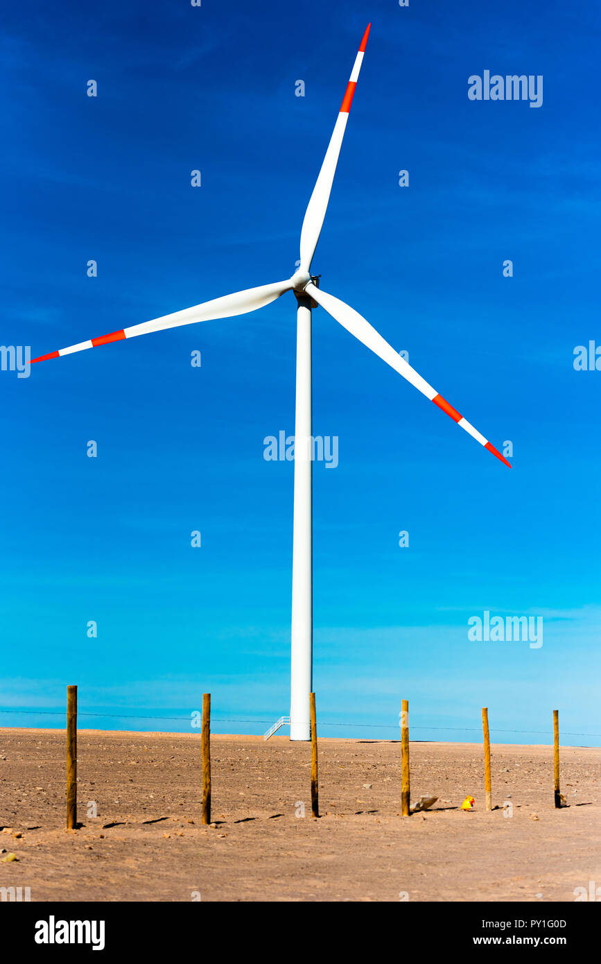 View of the desert and wind generators in the Atacama, Chile. Copy ...