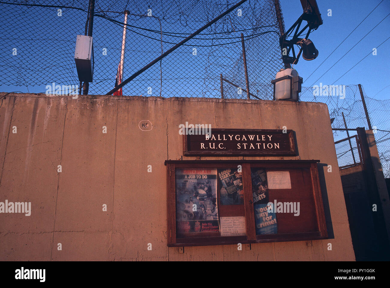 Heavily fortified RUC, Royal Ulster Constabulary, police staion at ...
