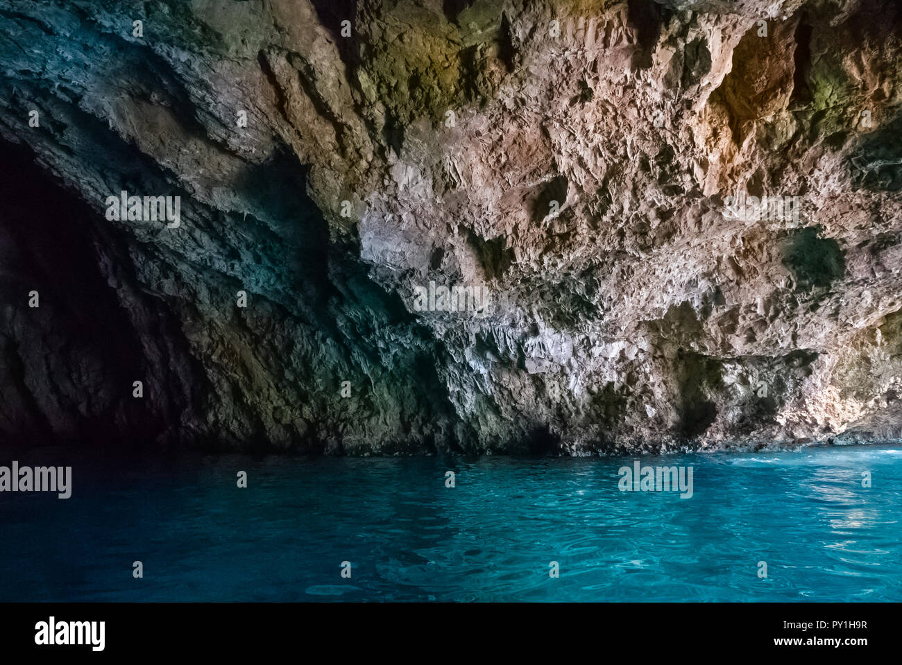 Blue cave background, turquoise water Stock Photo - Alamy