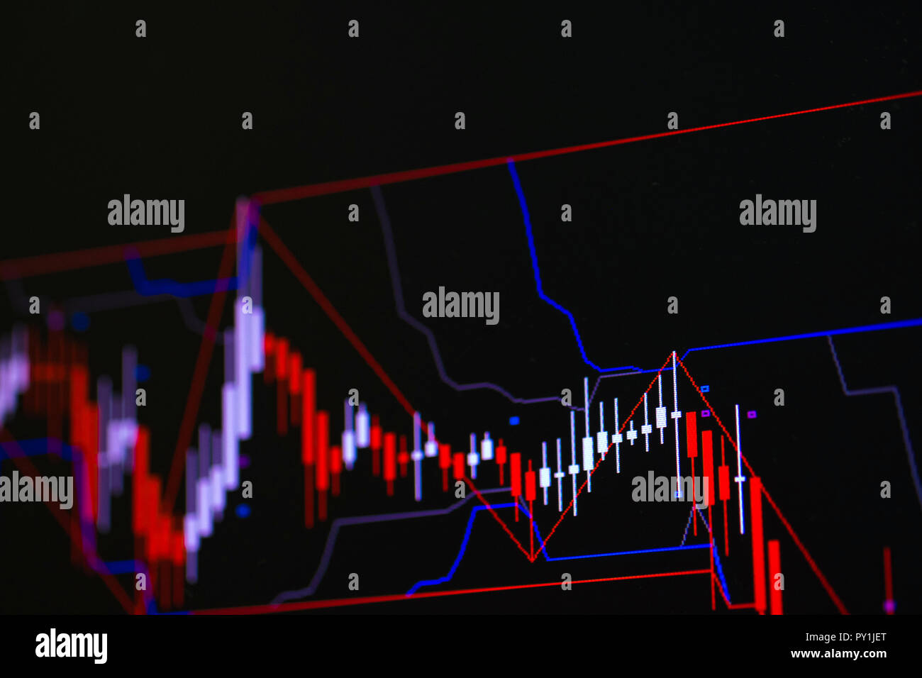 Candle stick graph chart with indicator showing bullish point or ...