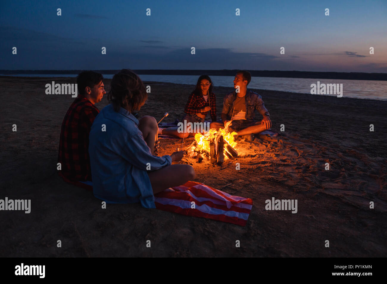 Picnic On The Beach At Night