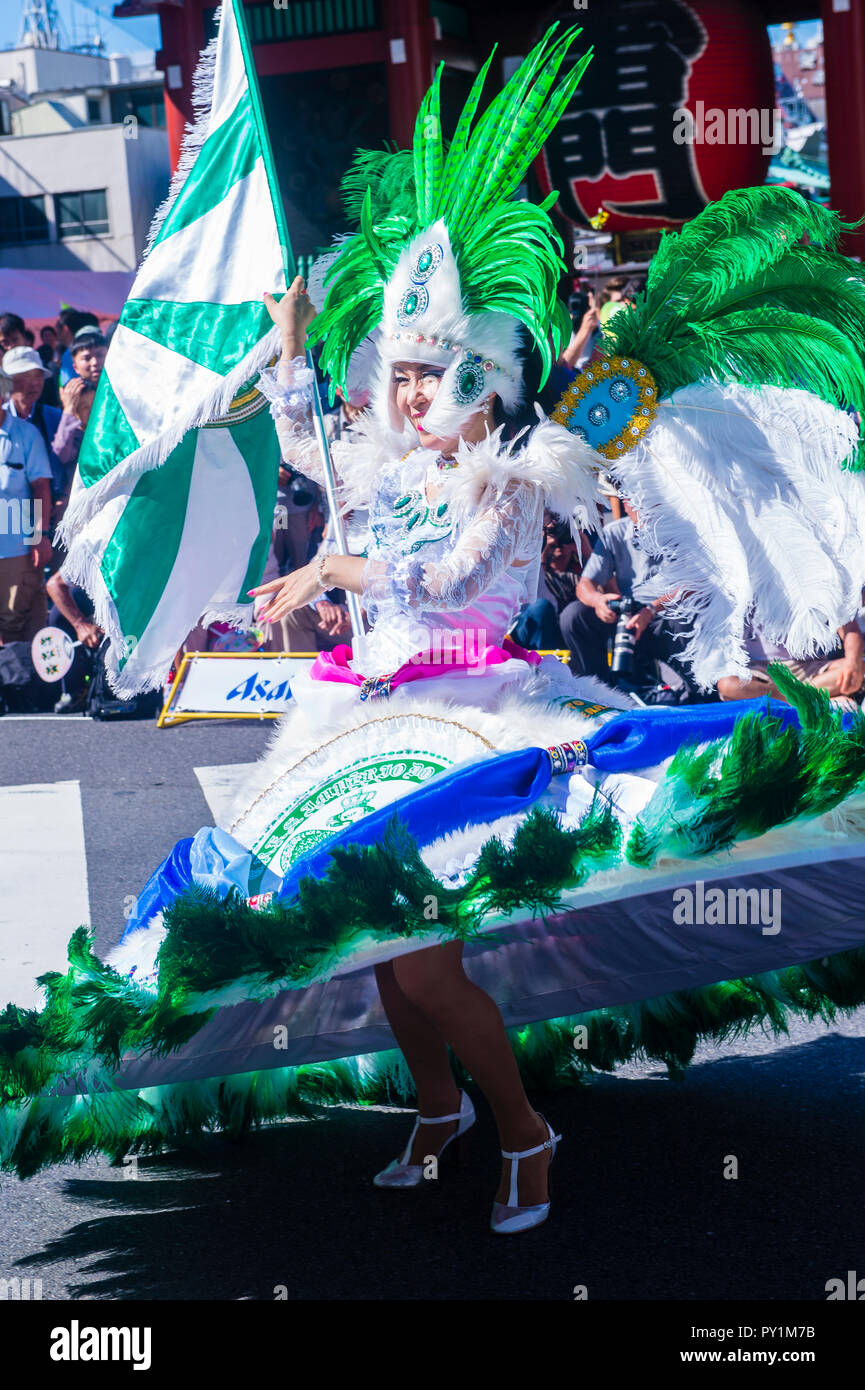 Participant in the Asakusa samba carnival in Tokyo Japan Stock Photo ...