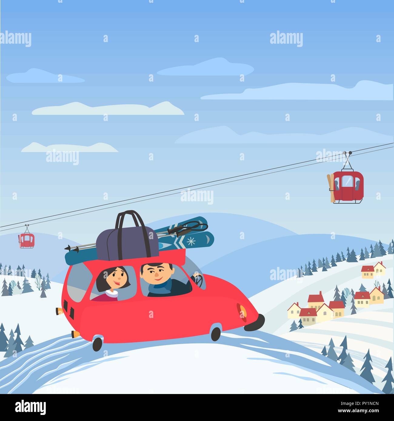 Winter fun couple Stock Vector Images - Alamy