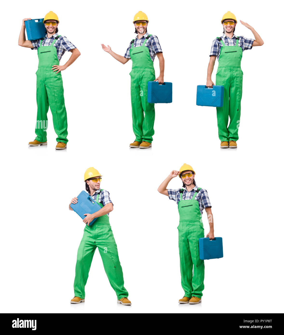 Industrial worker isolated on the white background Stock Photo - Alamy