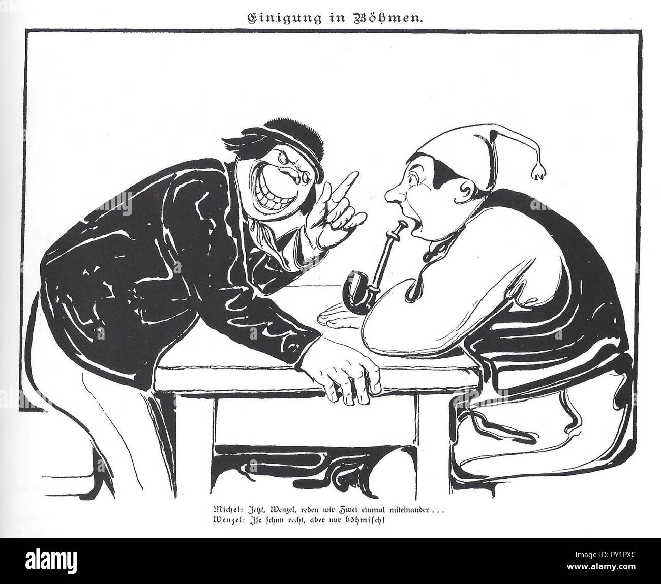 Böhmer Wenzel und Deutscher Michel (1900 Karikatura Stock Photo - Alamy