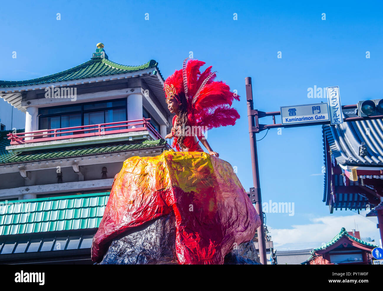 Participant in the Asakusa samba carnival in Tokyo Japan Stock Photo ...