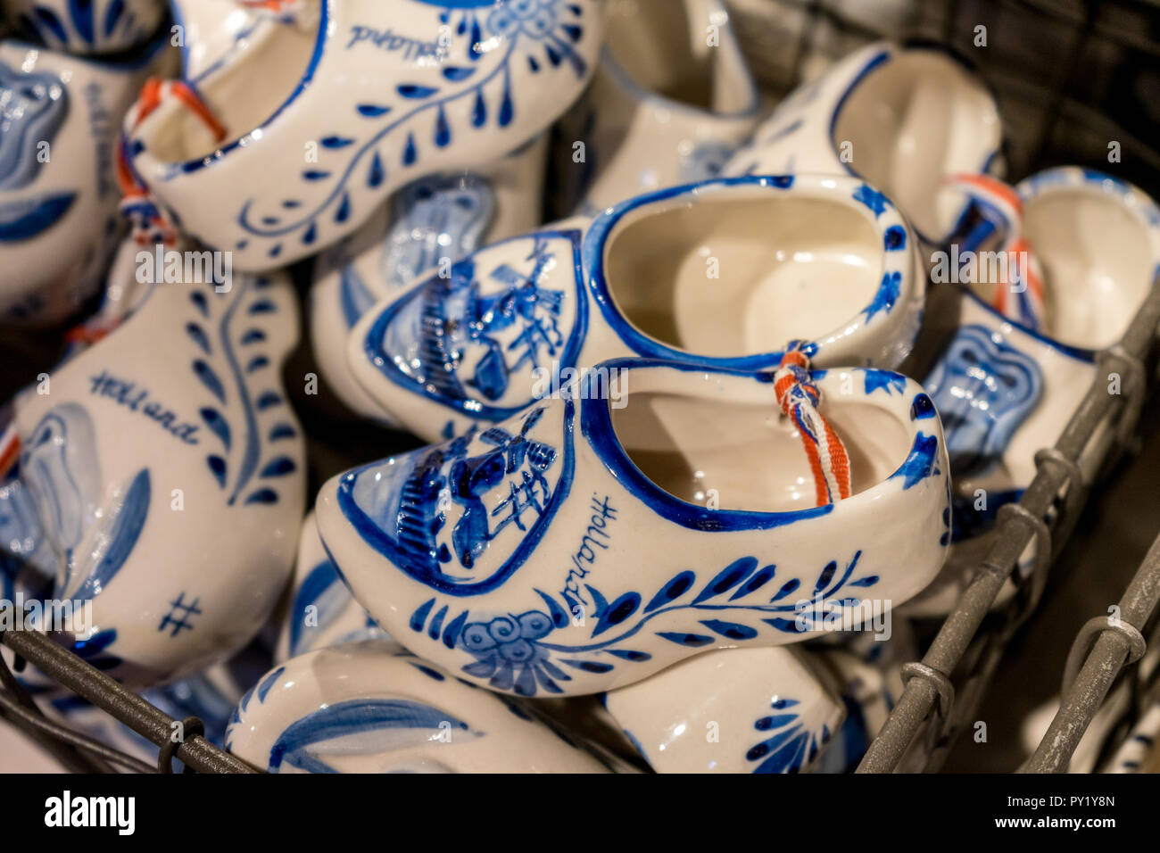 Zaanse Schans - 20 May: delft china clogs on display. Zaanse Schans is ...