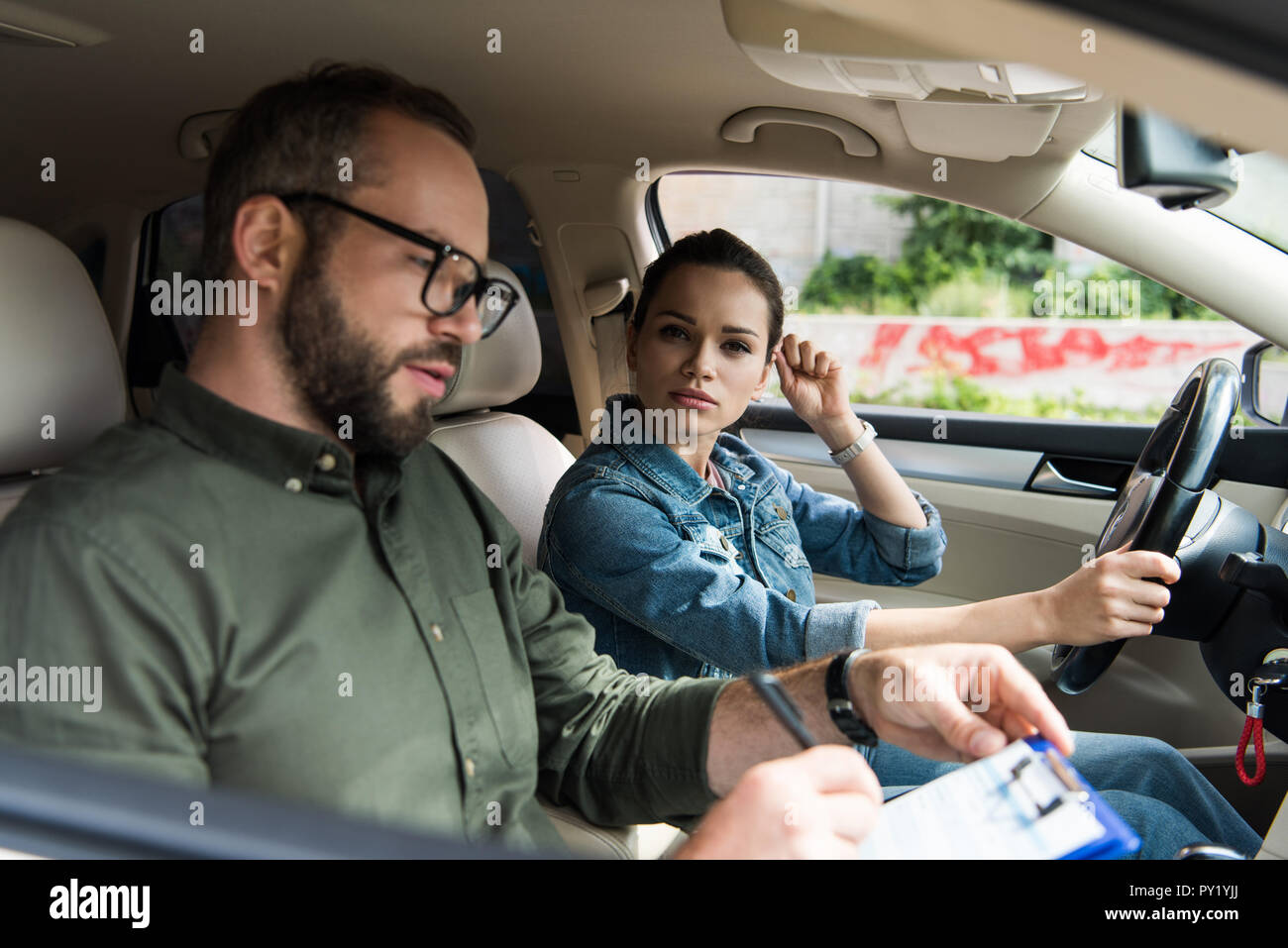 Male driving lesson car hi-res stock photography and images - Alamy