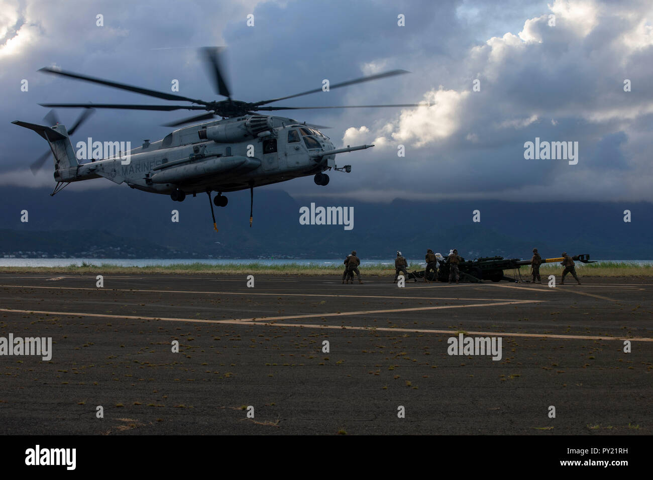 A U.S. Marine Corps CH-53 Super Stallion helicopter assigned to Marine ...