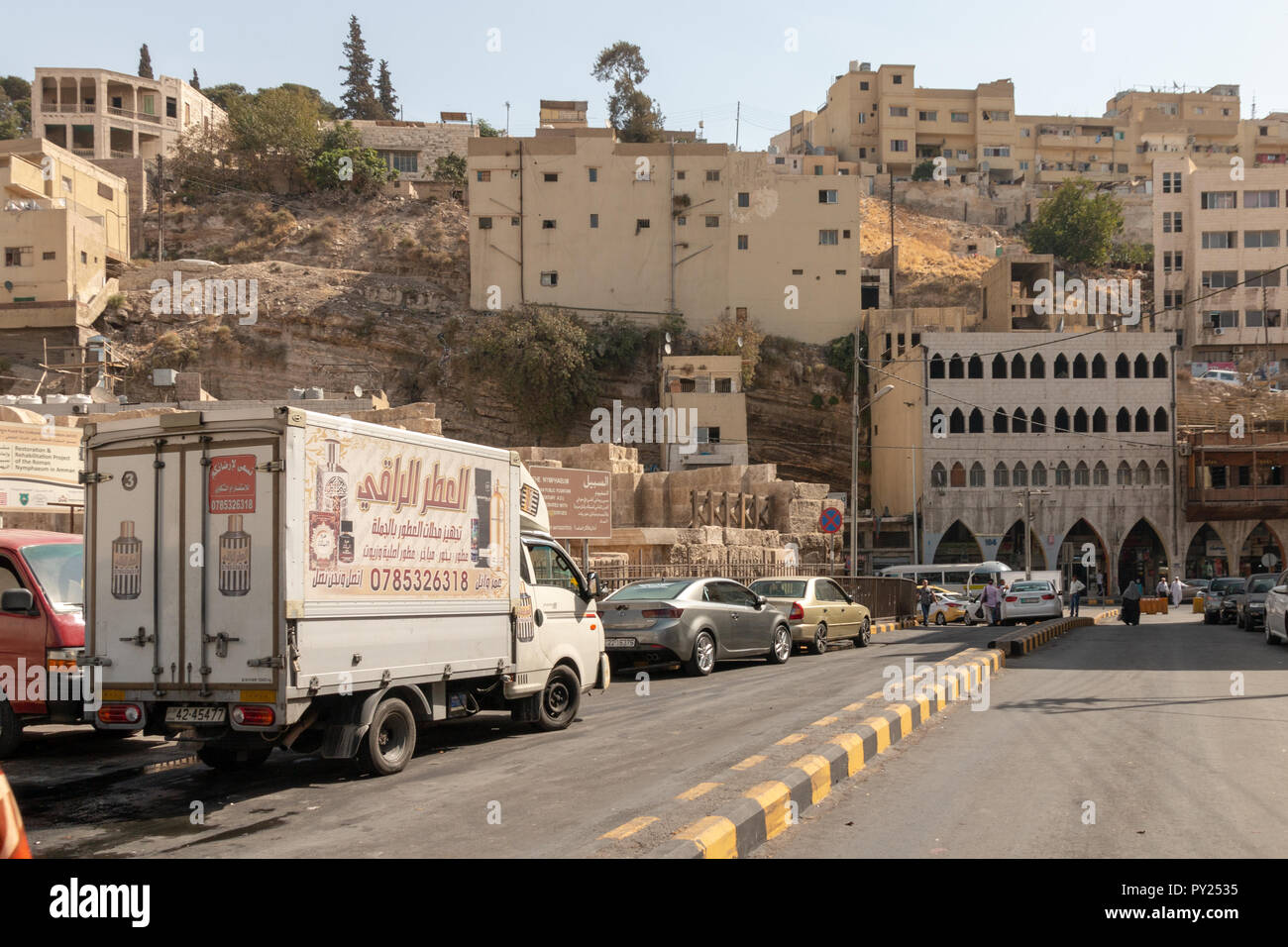 Amman, Jordan - October 16, 2018: View of the old town of Amman with a ...