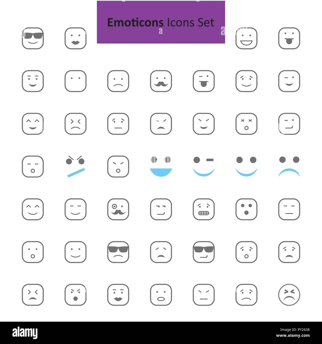 Emoticons icons set vector Stock Vector Image & Art - Alamy