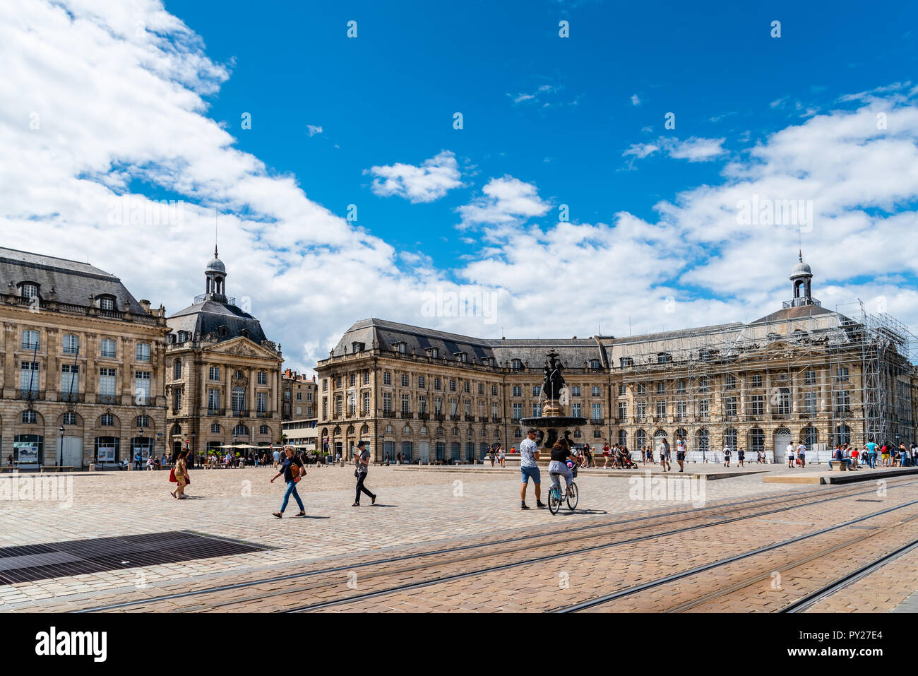 Bordeaux, France - July 22, 2018: Place de la Bourse. This square is ...
