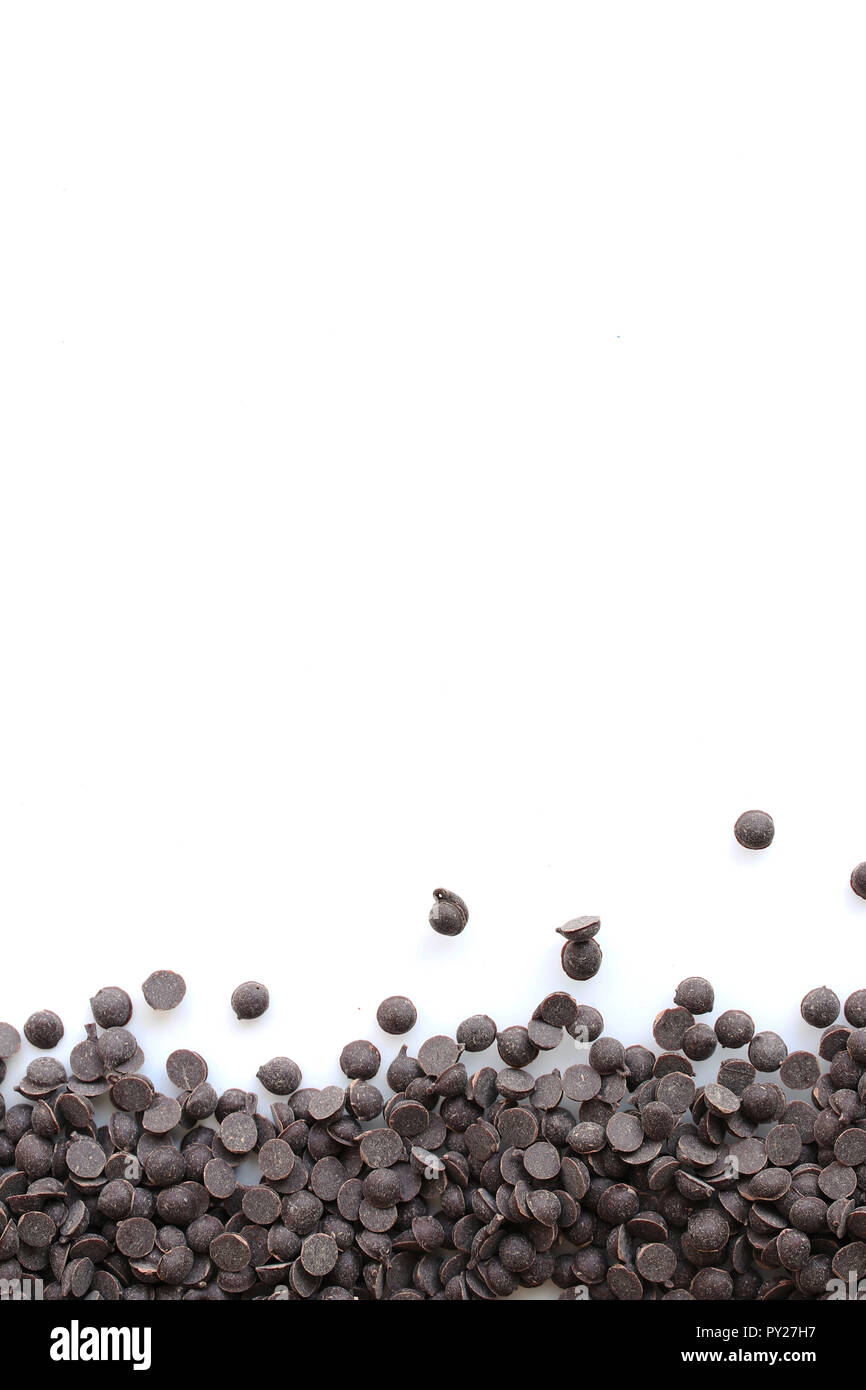 Bottom border of chocolate chips isolated on a white background Stock ...