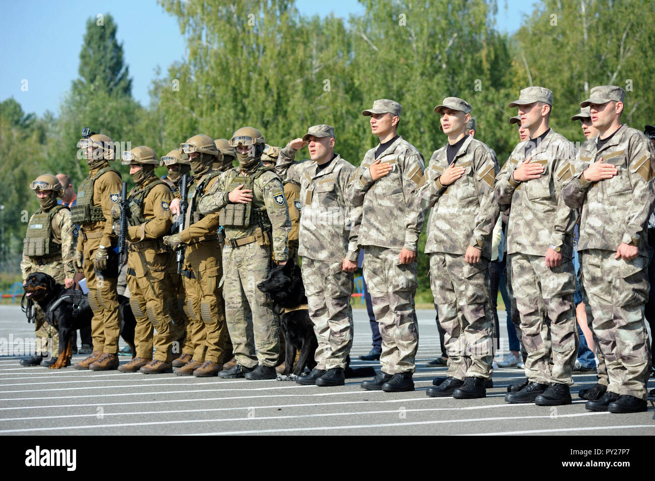 Soldiers of KORD (police strike force, SWAT), full armor, standing in a ...