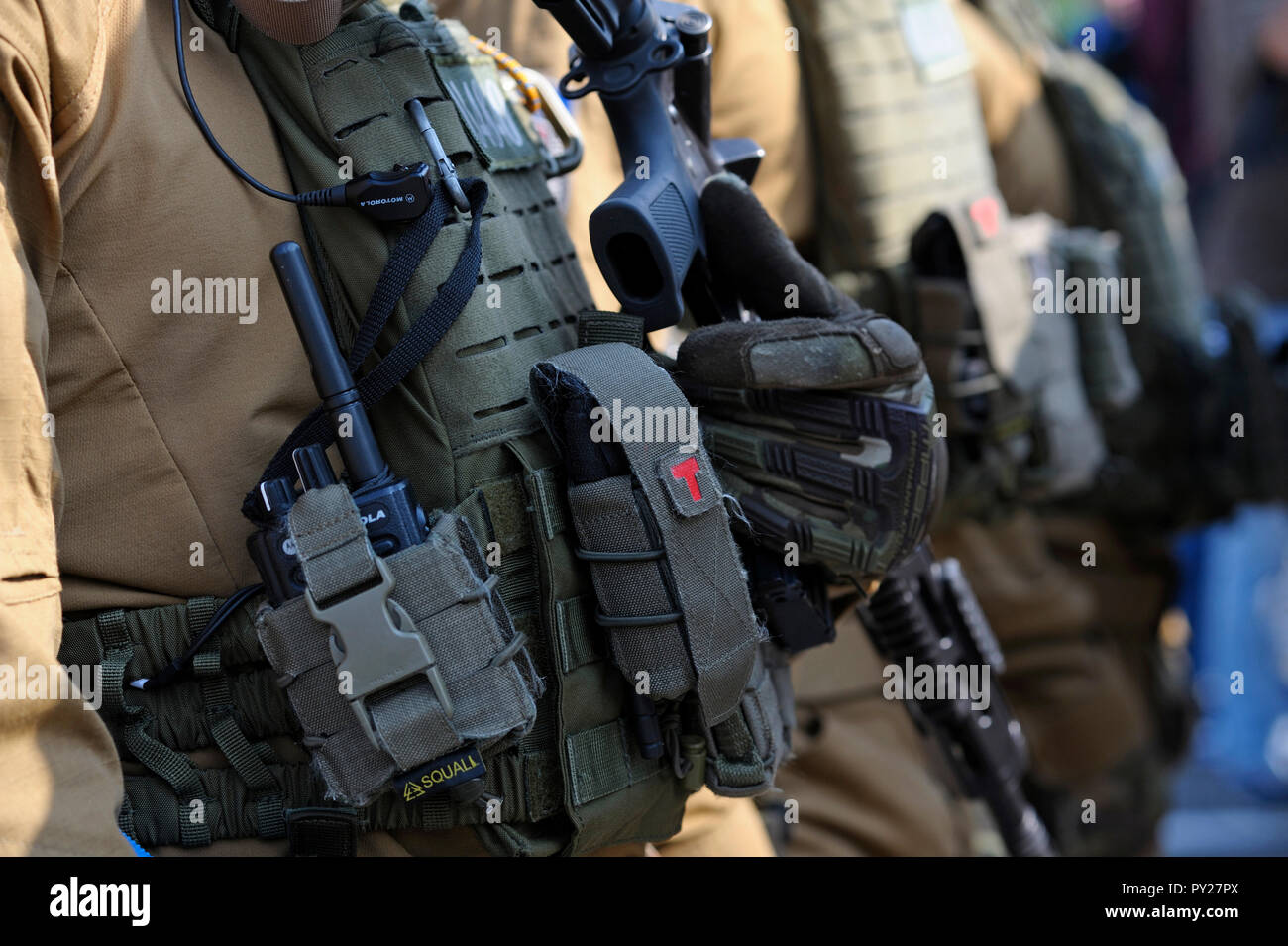 Part of equipment of soldier of KORD (police strike force, Ukrainian ...