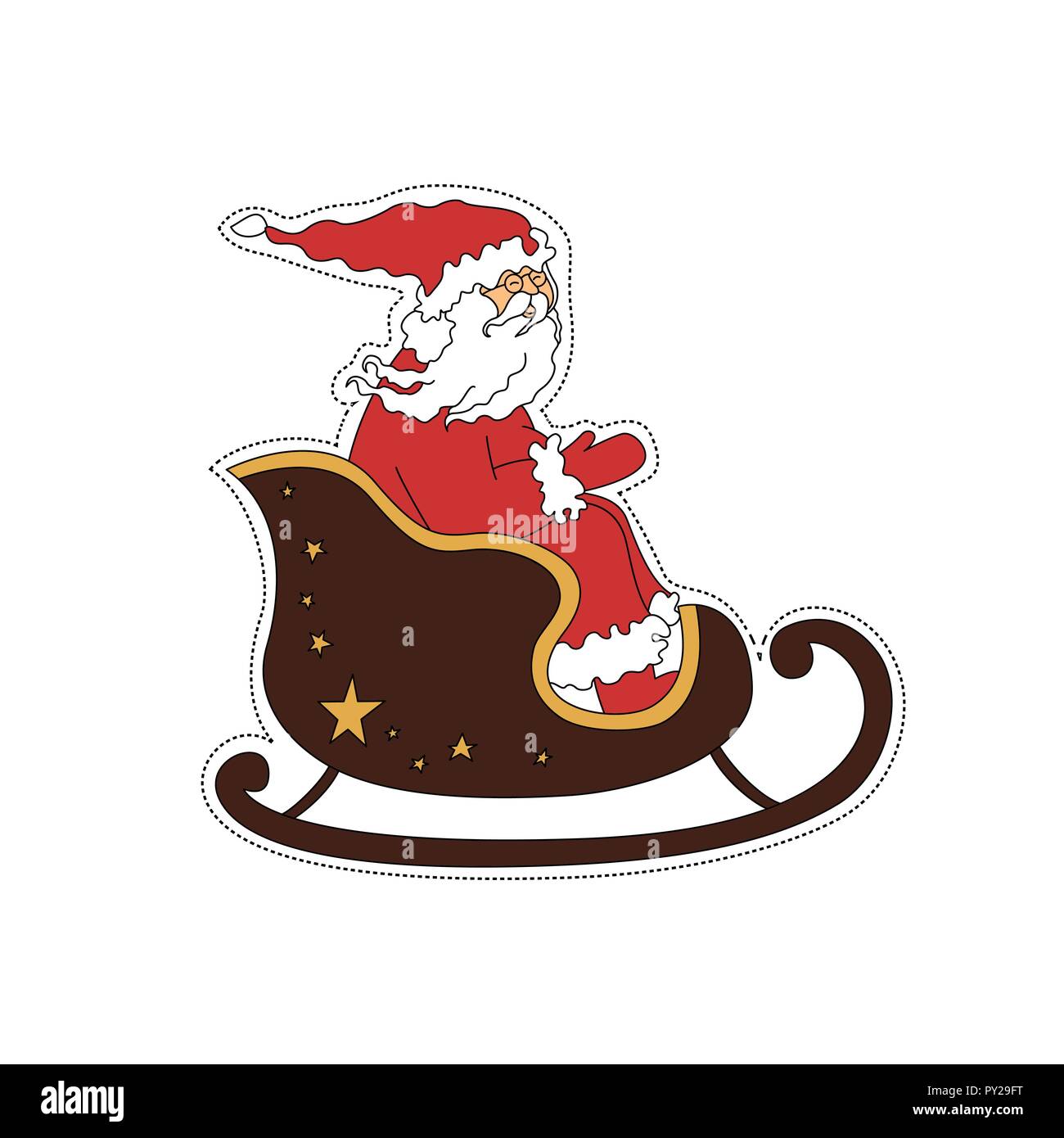 Christmas Santa Claus. Sticker for the New Year. Vector sleigh ...
