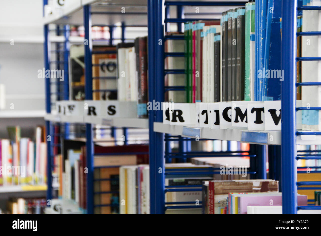 Interior view of a school library with books for study Stock Photo - Alamy