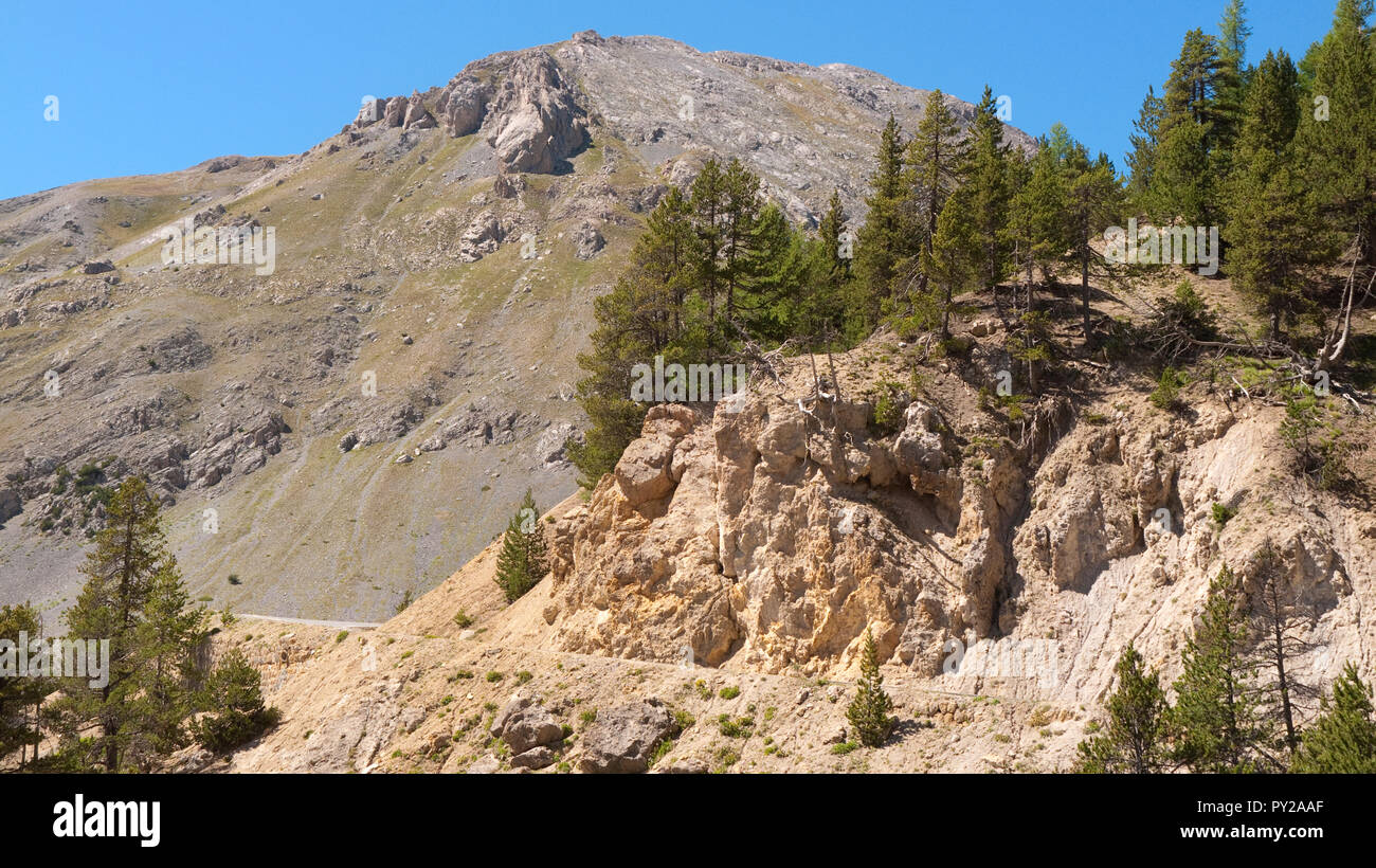 Route of Tour de France through the barren rocky slopes of La Casse ...