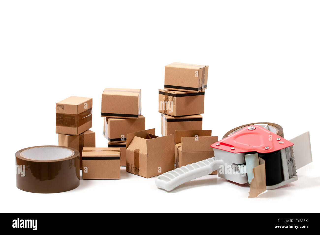 Classic cardboard boxes isolated over a white background Stock Photo ...