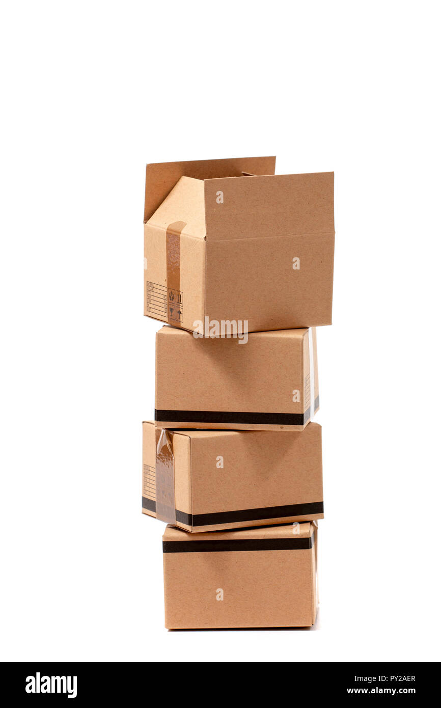 Classic cardboard boxes isolated over a white background Stock Photo ...