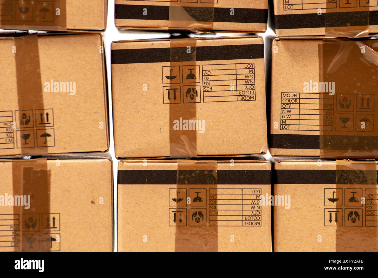 Classic cardboard boxes isolated over a white background Stock Photo ...